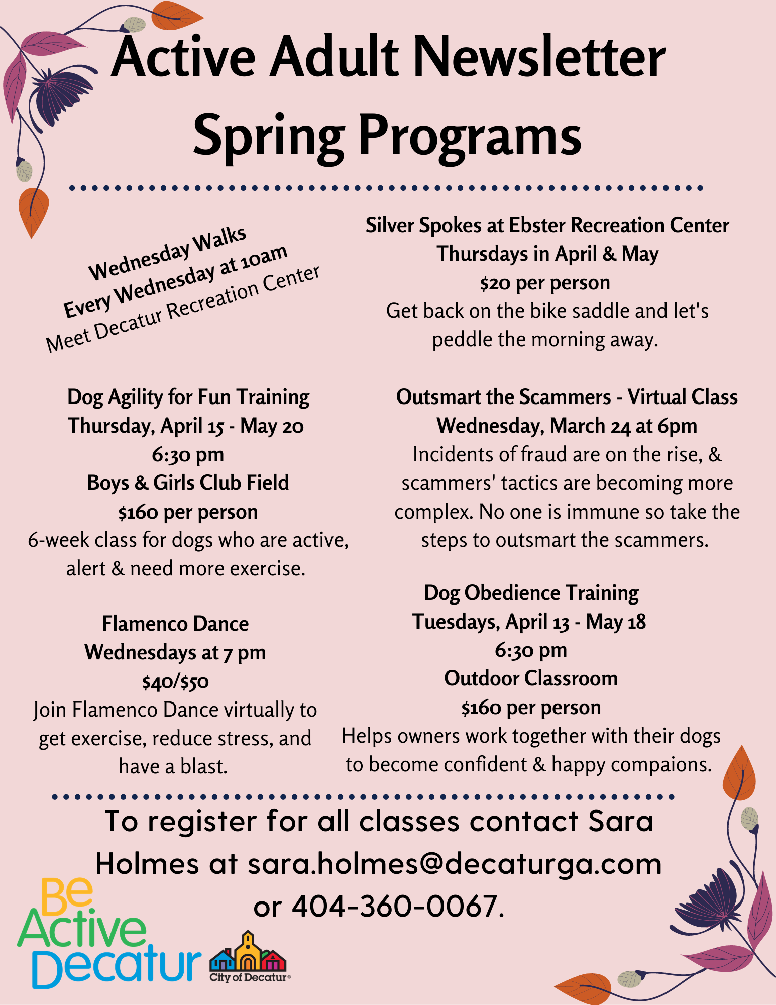 Active Adult Newsletter for Spring Program is HERE! See details below ...