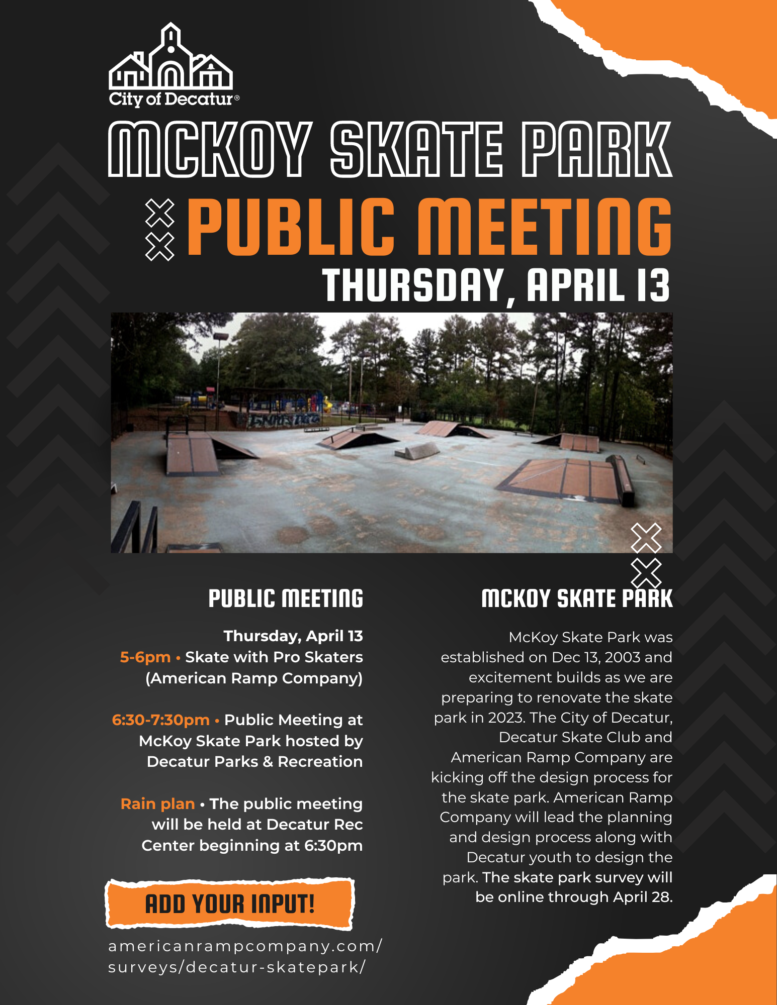 McKoy Skate Park Public Meeting | Decatur Parks & Recreation Department